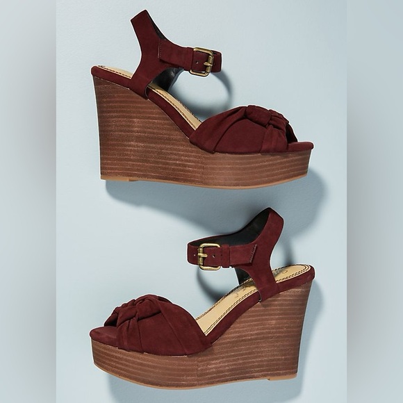 Splendid | Shoes | Splendid Knotted Merlot Suede Nada Wedge Sandal Sz 7 ...
